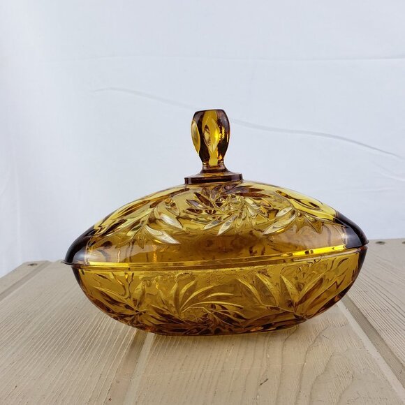 Dining | Amber Glass Triangle Candy Dish | Poshmark